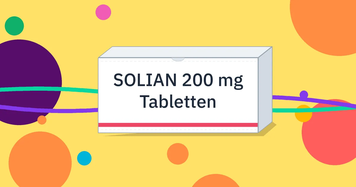 Symbolbild: Packung mit der Aufschrift SOLIAN 200 mg Tabletten (PZN 08425029) – Verfügbarkeit und Bezug in Apotheken in Frankfurt am Main