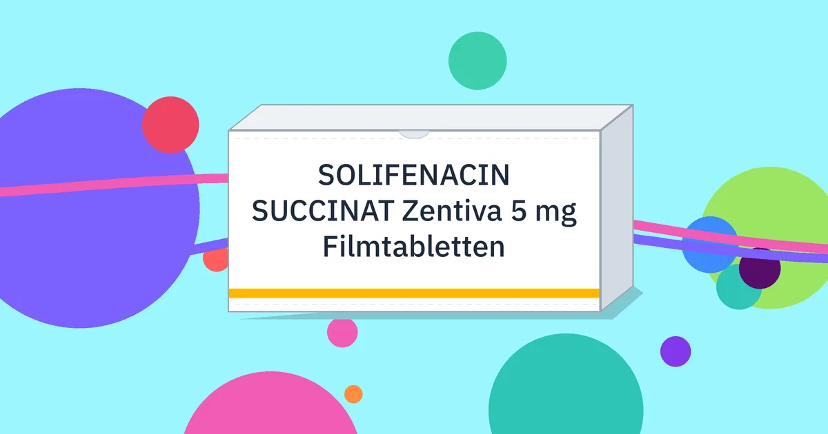 Symbolbild: Packung mit der Aufschrift SOLIFENACIN SUCCINAT Zentiva 5 mg Filmtabletten (PZN 14358343) – Verfügbarkeit und Bezug in Apotheken in Frankfurt am Main