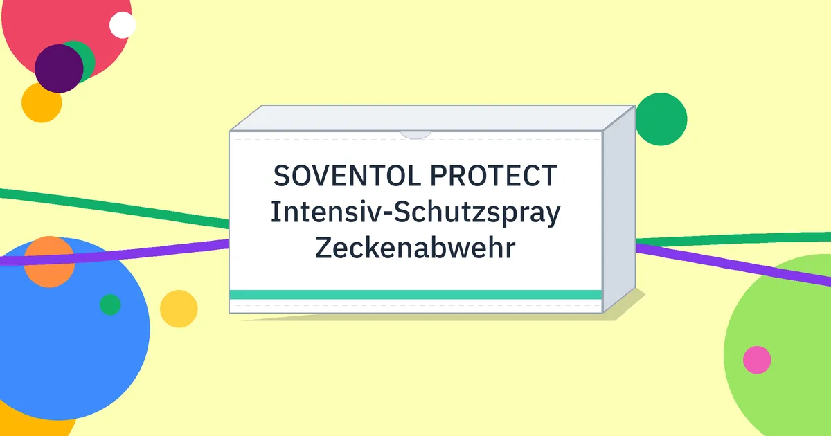 Symbolbild: Packung mit der Aufschrift SOVENTOL PROTECT Intensiv-Schutzspray Zeckenabwehr (PZN 11016174) – Verfügbarkeit und Bezug in Apotheken in Frankfurt am Main