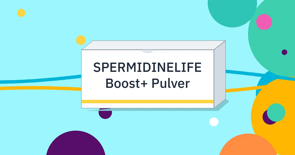 Symbolbild: Packung mit der Aufschrift SPERMIDINELIFE Boost+ Pulver (PZN 18156613) – Verfügbarkeit und Bezug in Apotheken in Frankfurt am Main