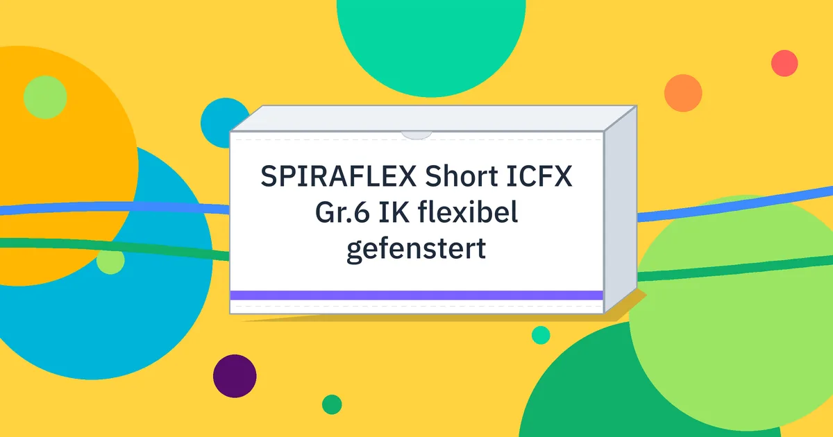 Symbolbild: Packung mit der Aufschrift SPIRAFLEX Short ICFX Gr.6 IK flexibel gefenstert (PZN 14285242) – Verfügbarkeit und Bezug in Apotheken in Frankfurt am Main