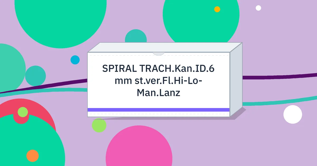 Symbolbild: Packung mit der Aufschrift SPIRAL TRACH.Kan.ID.6 mm st.ver.Fl.Hi-Lo-Man.Lanz (PZN 03379856) – Verfügbarkeit und Bezug in Apotheken in Frankfurt am Main
