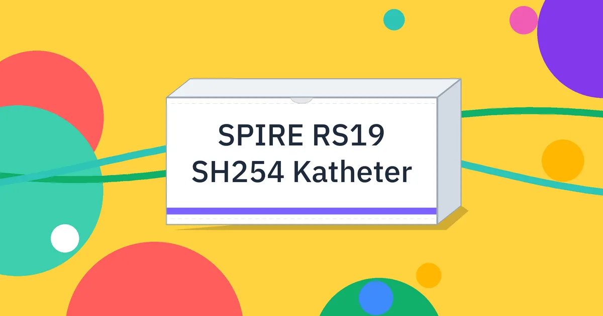 Symbolbild: Packung mit der Aufschrift SPIRE RS19 SH254 Katheter (PZN 00857634) – Verfügbarkeit und Bezug in Apotheken in Frankfurt am Main
