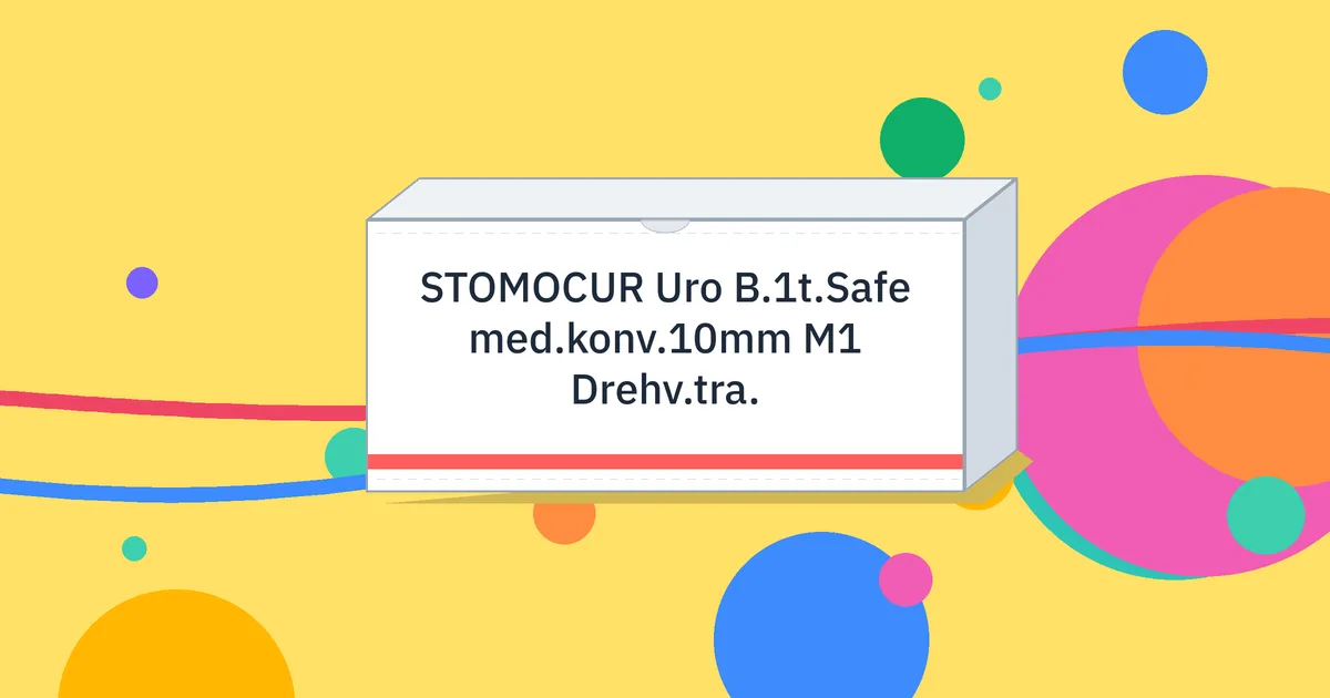 Symbolbild: Packung mit der Aufschrift STOMOCUR Uro B.1t.Safe med.konv.10mm M1 Drehv.tra. (PZN 18192715) – Verfügbarkeit und Bezug in Apotheken in Frankfurt am Main
