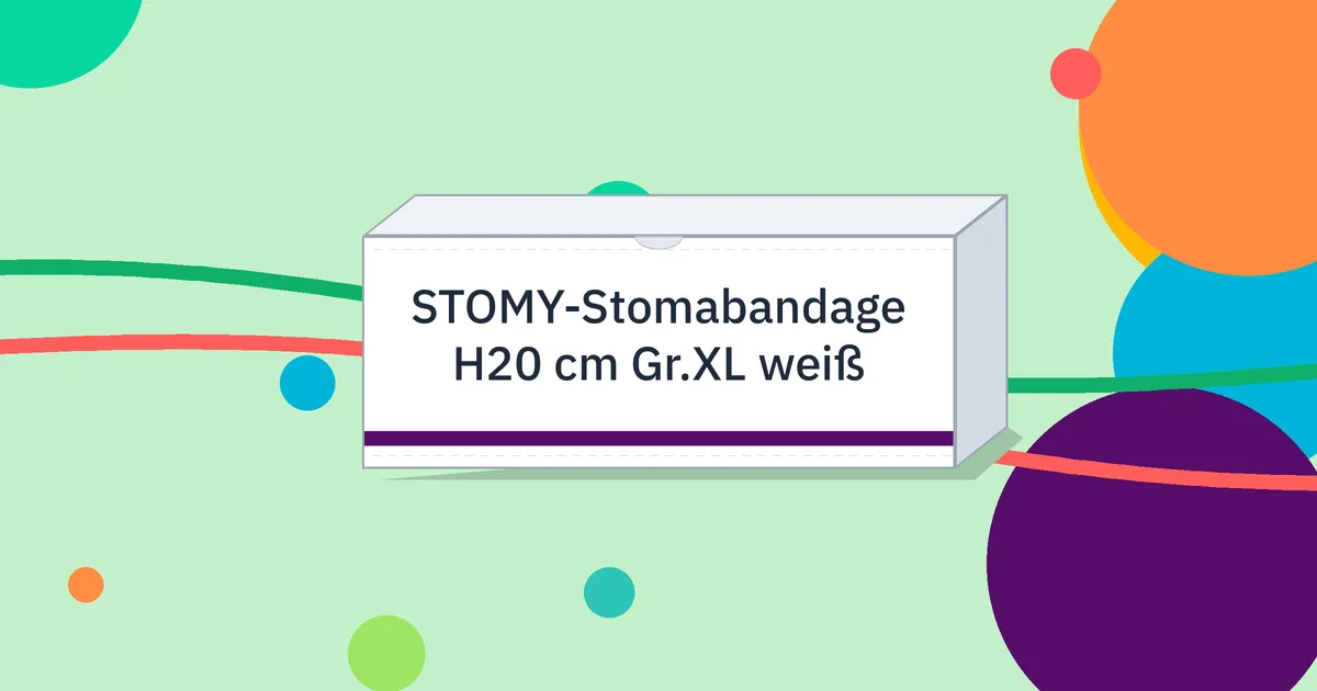 Symbolbild: Packung mit der Aufschrift STOMY-Stomabandage H20 cm Gr.XL weiß (PZN 16314858) – Verfügbarkeit und Bezug in Apotheken in Frankfurt am Main