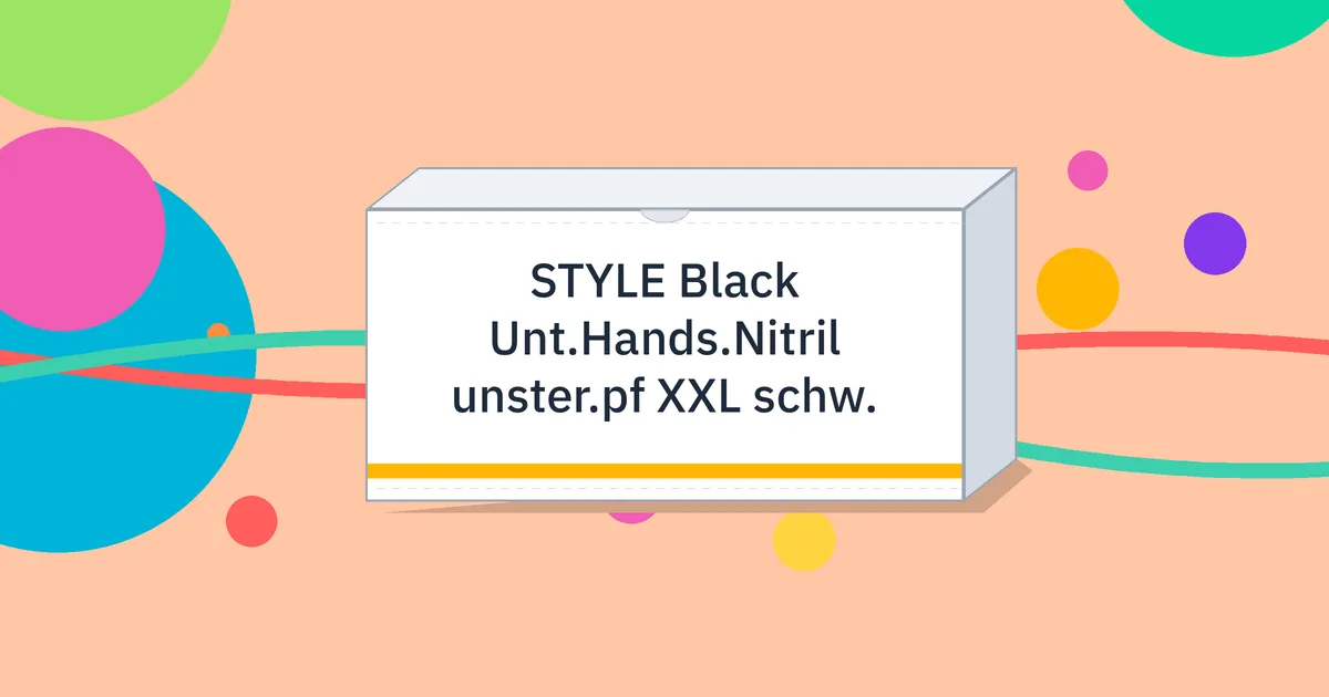 Symbolbild: Packung mit der Aufschrift STYLE Black Unt.Hands.Nitril unster.pf XXL schw. (PZN 14819502) – Verfügbarkeit und Bezug in Apotheken in Frankfurt am Main