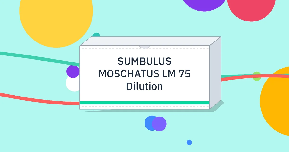 Symbolbild: Packung mit der Aufschrift SUMBULUS MOSCHATUS LM 75 Dilution (PZN 13211069) – Verfügbarkeit und Bezug in Apotheken in Frankfurt am Main