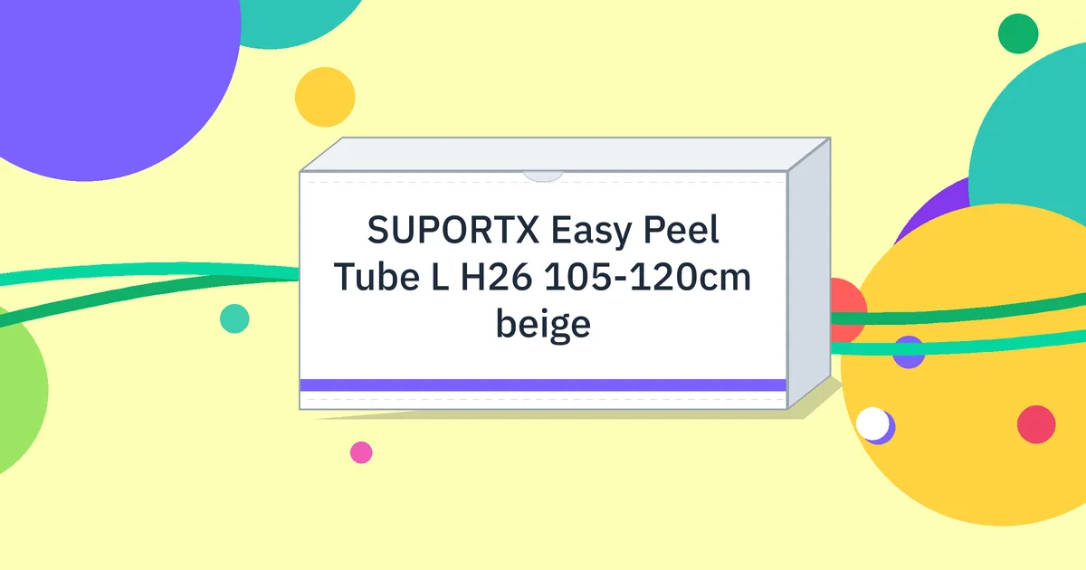 Symbolbild: Packung mit der Aufschrift SUPORTX Easy Peel Tube L H26 105-120cm beige (PZN 09486814) – Verfügbarkeit und Bezug in Apotheken in Frankfurt am Main
