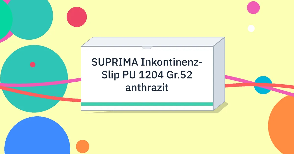 Symbolbild: Packung mit der Aufschrift SUPRIMA Inkontinenz-Slip PU 1204 Gr.52 anthrazit (PZN 10637460) – Verfügbarkeit und Bezug in Apotheken in Frankfurt am Main