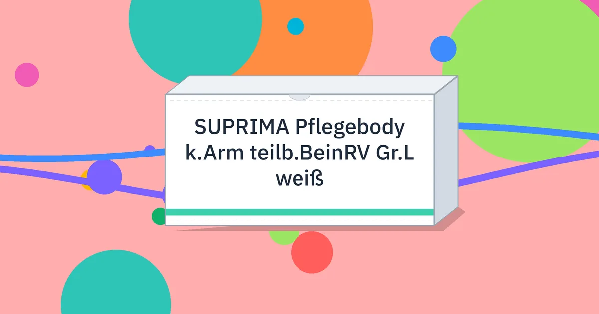 Symbolbild: Packung mit der Aufschrift SUPRIMA Pflegebody k.Arm teilb.BeinRV Gr.L weiß (PZN 02299842) – Verfügbarkeit und Bezug in Apotheken in Frankfurt am Main