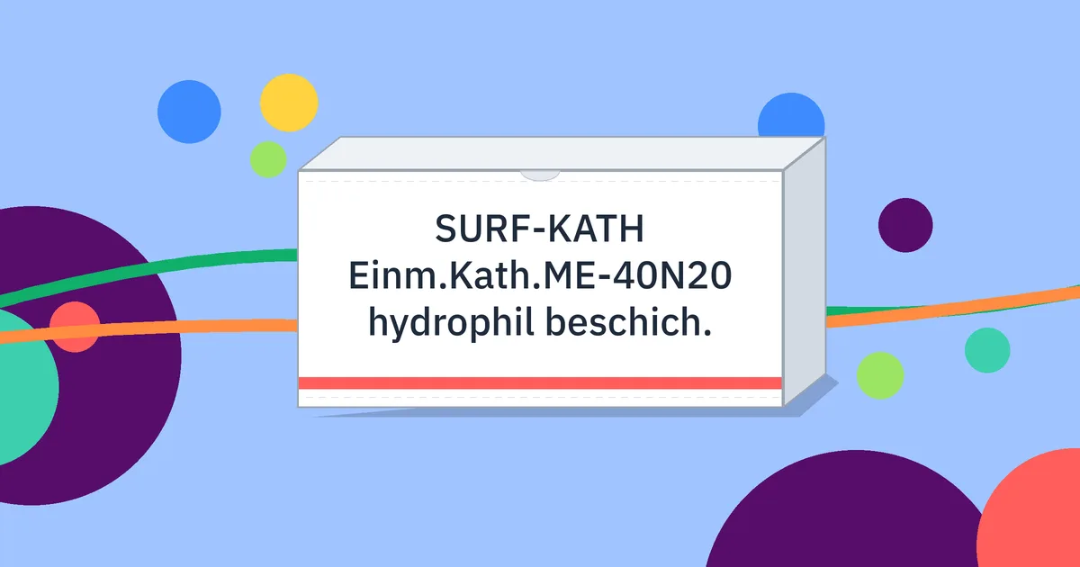 Symbolbild: Packung mit der Aufschrift SURF-KATH Einm.Kath.ME-40N20 hydrophil beschich. (PZN 05549541) – Verfügbarkeit und Bezug in Apotheken in Frankfurt am Main