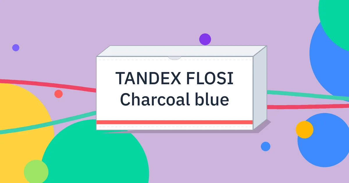 Symbolbild: Packung mit der Aufschrift TANDEX FLOSI Charcoal blue (PZN 16502643) – Verfügbarkeit und Bezug in Apotheken in Frankfurt am Main