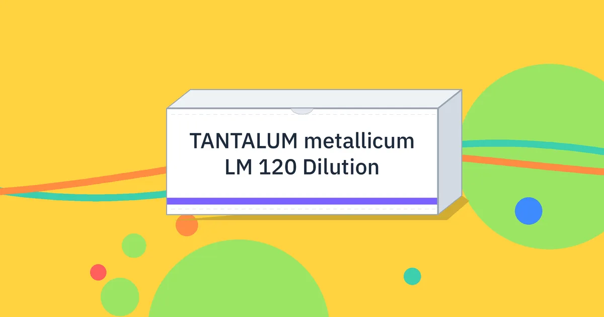 Symbolbild: Packung mit der Aufschrift TANTALUM metallicum LM 120 Dilution (PZN 13213826) – Verfügbarkeit und Bezug in Apotheken in Frankfurt am Main