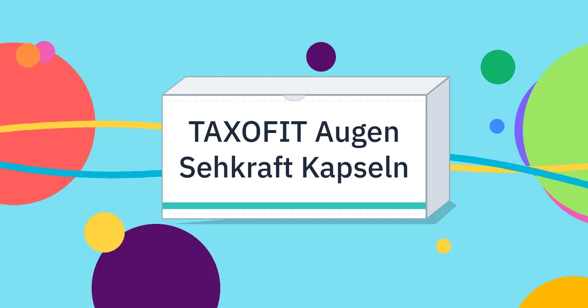 Symbolbild: Packung mit der Aufschrift TAXOFIT Augen Sehkraft Kapseln (PZN 12749602) – Verfügbarkeit und Bezug in Apotheken in Frankfurt am Main