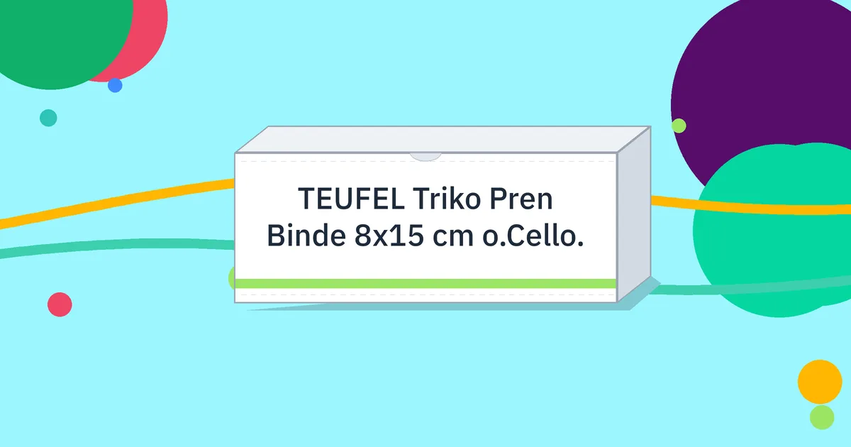 Symbolbild: Packung mit der Aufschrift TEUFEL Triko Pren Binde 8x15 cm o.Cello. (PZN 02299598) – Verfügbarkeit und Bezug in Apotheken in Frankfurt am Main