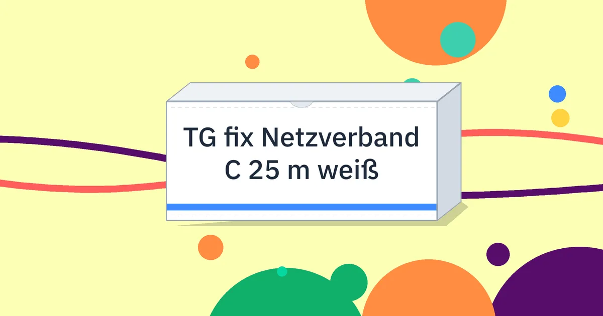 Symbolbild: Packung mit der Aufschrift TG fix Netzverband C 25 m weiß (PZN 16165329) – Verfügbarkeit und Bezug in Apotheken in Frankfurt am Main
