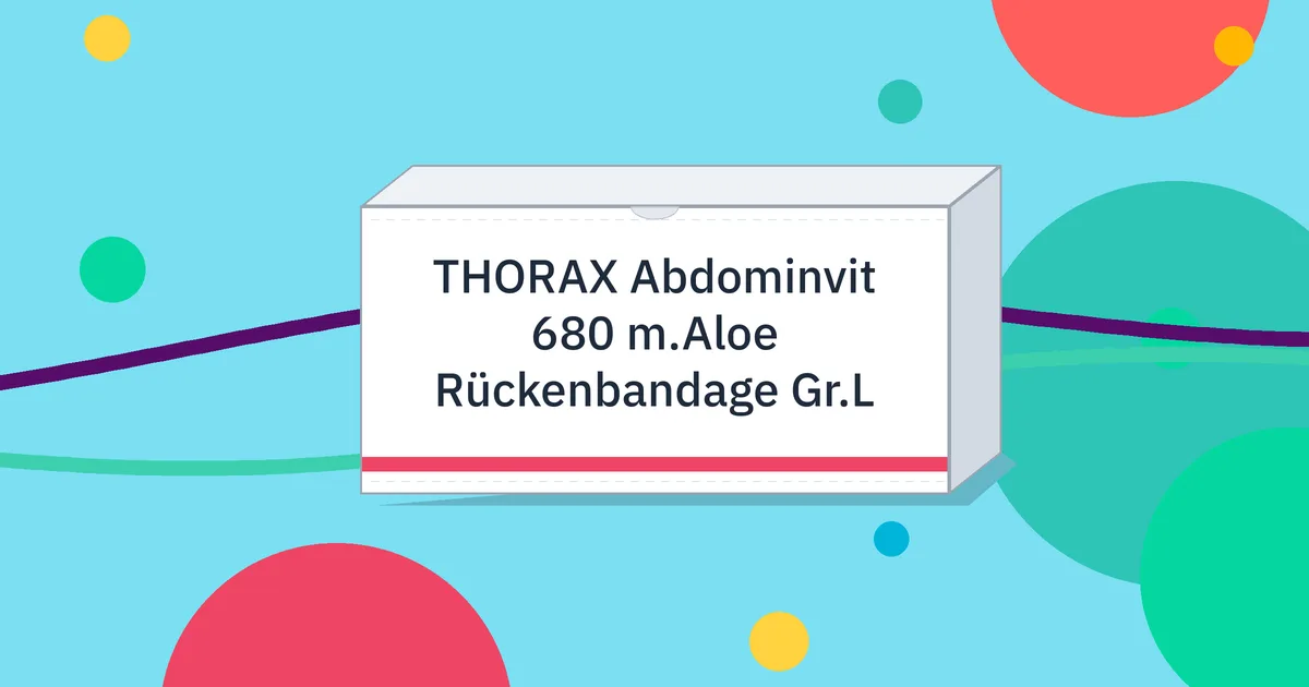 Symbolbild: Packung mit der Aufschrift THORAX Abdominvit 680 m.Aloe Rückenbandage Gr.L (PZN 09403811) – Verfügbarkeit und Bezug in Apotheken in Frankfurt am Main