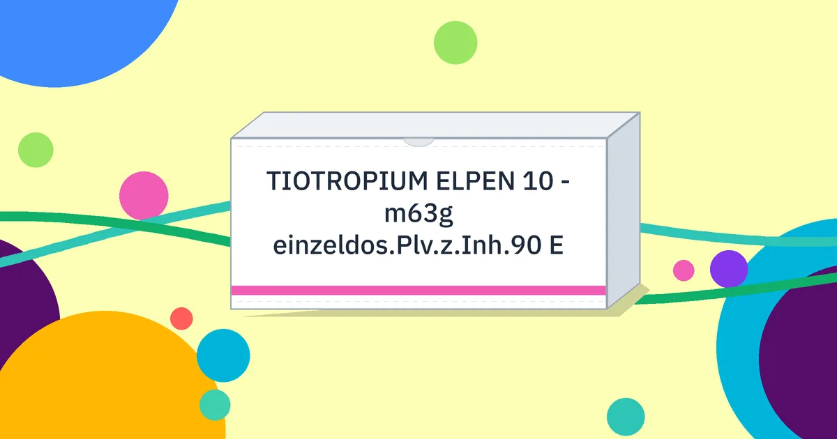 Symbolbild: Packung mit der Aufschrift TIOTROPIUM ELPEN 10 -m63g einzeldos.Plv.z.Inh.90 E (PZN 18441704) – Verfügbarkeit und Bezug in Apotheken in Frankfurt am Main