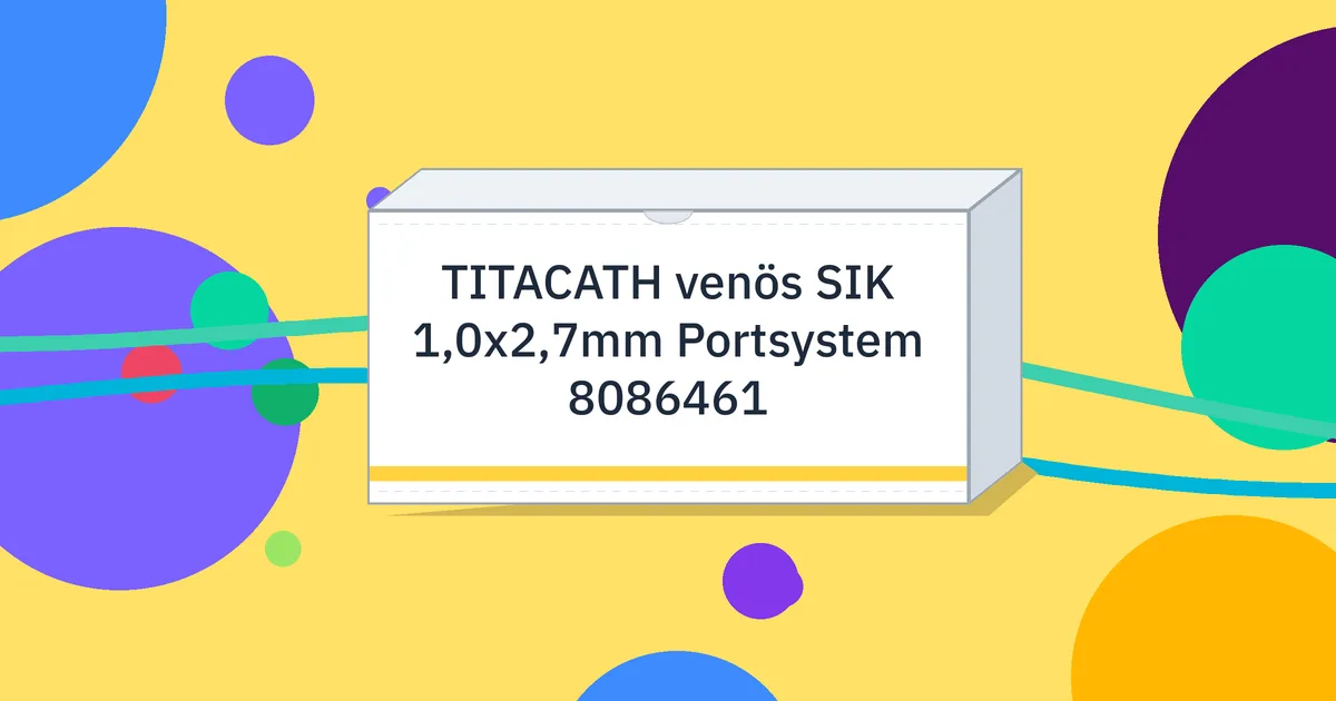Symbolbild: Packung mit der Aufschrift TITACATH venös SIK 1,0x2,7mm Portsystem 8086461 (PZN 02574685) – Verfügbarkeit und Bezug in Apotheken in Frankfurt am Main