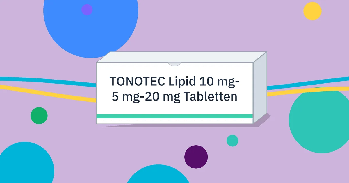 Symbolbild: Packung mit der Aufschrift TONOTEC Lipid 10 mg-5 mg-20 mg Tabletten (PZN 16926662) – Verfügbarkeit und Bezug in Apotheken in Frankfurt am Main