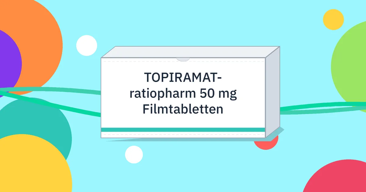 Symbolbild: Packung mit der Aufschrift TOPIRAMAT-ratiopharm 50 mg Filmtabletten (PZN 09001509) – Verfügbarkeit und Bezug in Apotheken in Frankfurt am Main