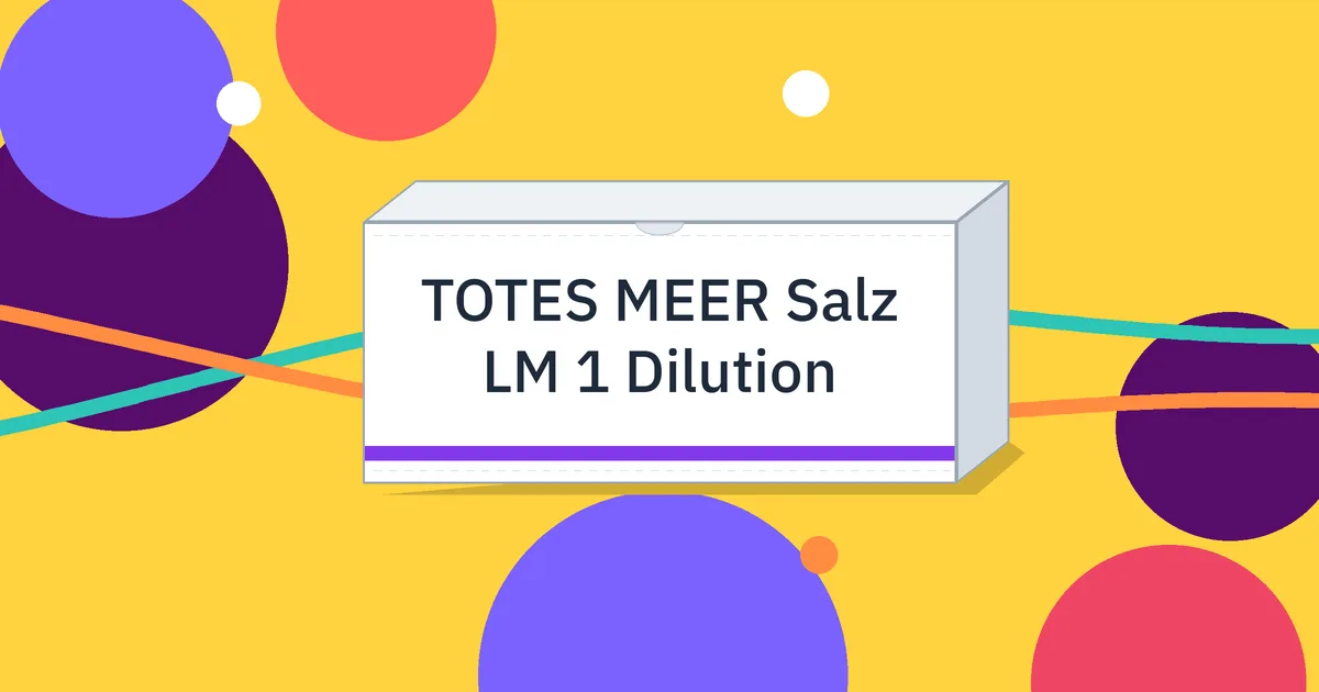 Symbolbild: Packung mit der Aufschrift TOTES MEER Salz LM 1 Dilution (PZN 13226059) – Verfügbarkeit und Bezug in Apotheken in Frankfurt am Main