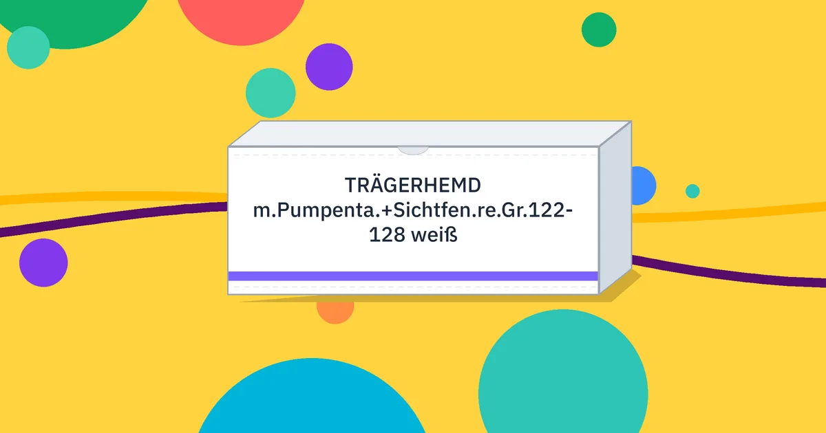 Symbolbild: Packung mit der Aufschrift TRÄGERHEMD m.Pumpenta.+Sichtfen.re.Gr.122-128 weiß (PZN 20375222) – Verfügbarkeit und Bezug in Apotheken in Frankfurt am Main