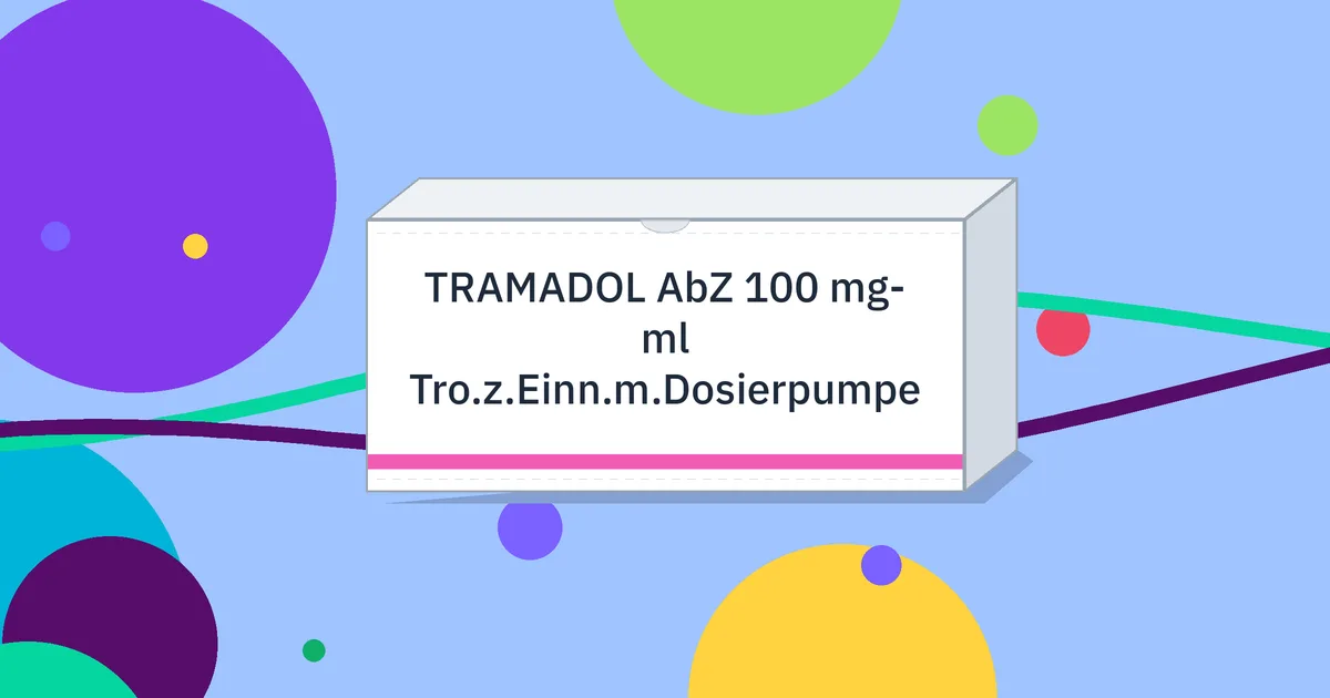 Symbolbild: Packung mit der Aufschrift TRAMADOL AbZ 100 mg-ml Tro.z.Einn.m.Dosierpumpe (PZN 01017190) – Verfügbarkeit und Bezug in Apotheken in Frankfurt am Main