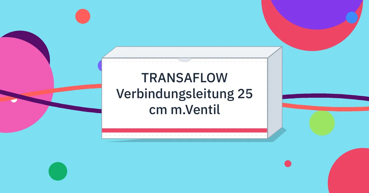 Symbolbild: Packung mit der Aufschrift TRANSAFLOW Verbindungsleitung 25 cm m.Ventil (PZN 17303058) – Verfügbarkeit und Bezug in Apotheken in Frankfurt am Main