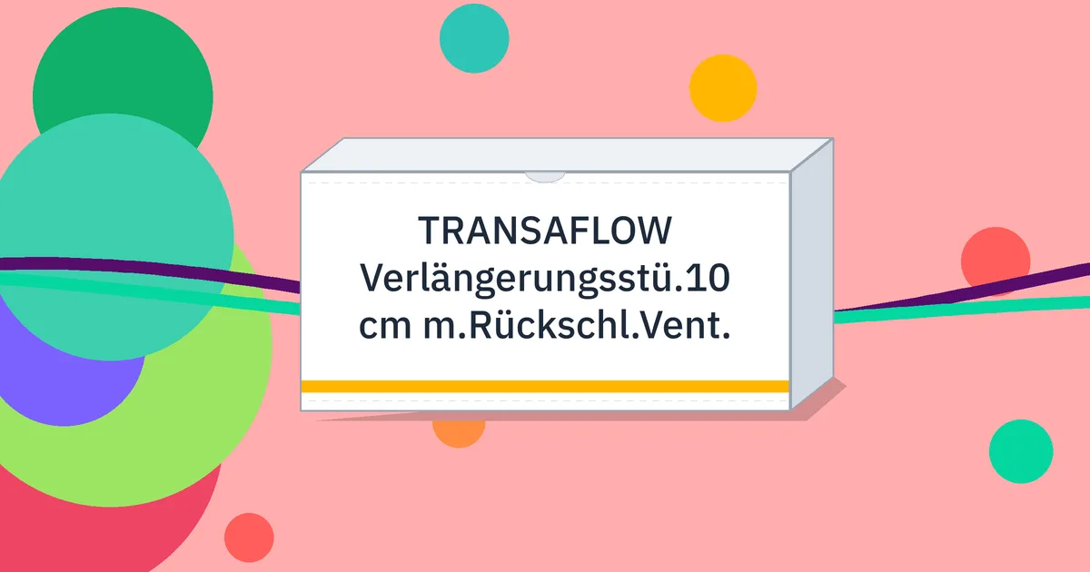 Symbolbild: Packung mit der Aufschrift TRANSAFLOW Verlängerungsstü.10 cm m.Rückschl.Vent. (PZN 13982855) – Verfügbarkeit und Bezug in Apotheken in Frankfurt am Main