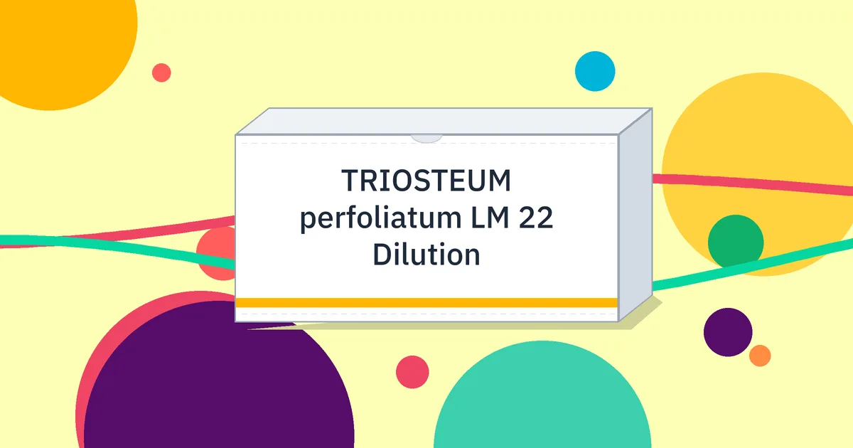 Symbolbild: Packung mit der Aufschrift TRIOSTEUM perfoliatum LM 22 Dilution (PZN 13227716) – Verfügbarkeit und Bezug in Apotheken in Frankfurt am Main