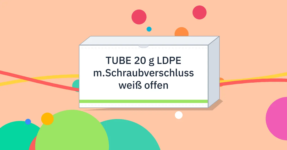 Symbolbild: Packung mit der Aufschrift TUBE 20 g LDPE m.Schraubverschluss weiß offen (PZN 18222416) – Verfügbarkeit und Bezug in Apotheken in Frankfurt am Main