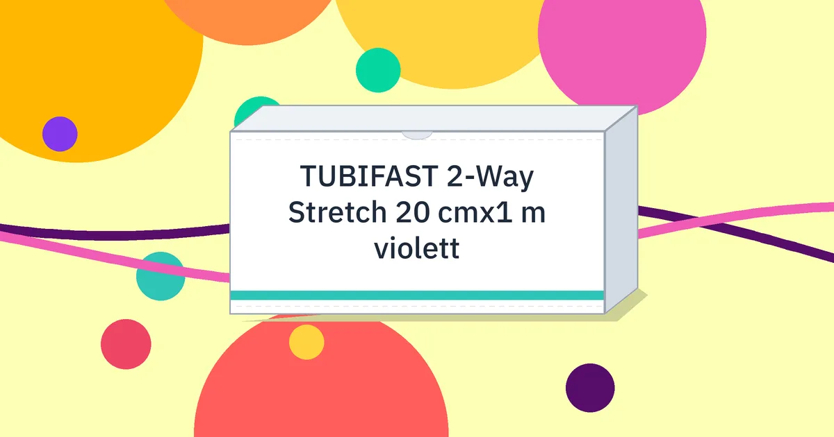 Symbolbild: Packung mit der Aufschrift TUBIFAST 2-Way Stretch 20 cmx1 m violett (PZN 09932811) – Verfügbarkeit und Bezug in Apotheken in Frankfurt am Main