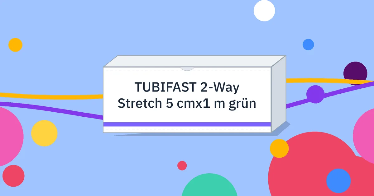 Symbolbild: Packung mit der Aufschrift TUBIFAST 2-Way Stretch 5 cmx1 m grün (PZN 10809949) – Verfügbarkeit und Bezug in Apotheken in Frankfurt am Main