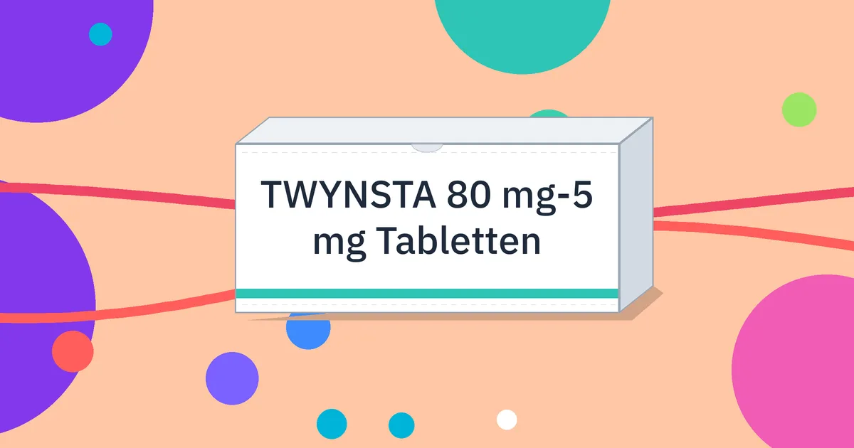Symbolbild: Packung mit der Aufschrift TWYNSTA 80 mg-5 mg Tabletten (PZN 09404265) – Verfügbarkeit und Bezug in Apotheken in Frankfurt am Main
