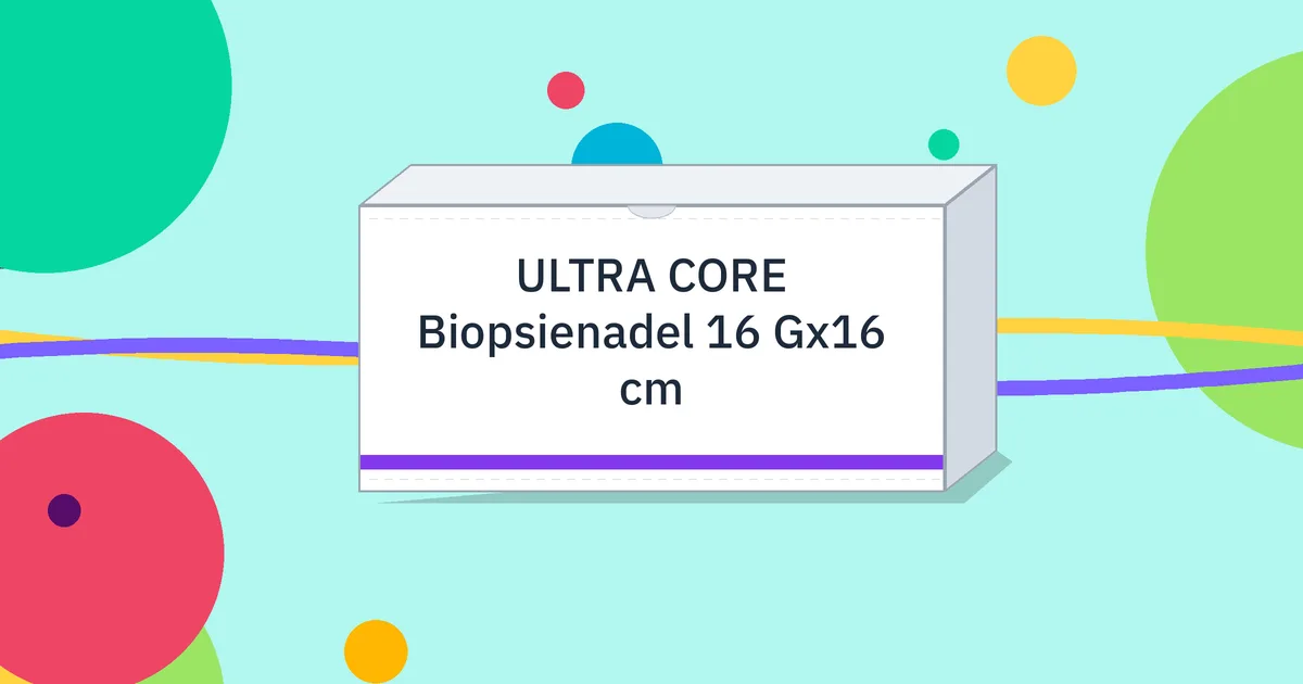 Symbolbild: Packung mit der Aufschrift ULTRA CORE Biopsienadel 16 Gx16 cm (PZN 06767889) – Verfügbarkeit und Bezug in Apotheken in Frankfurt am Main