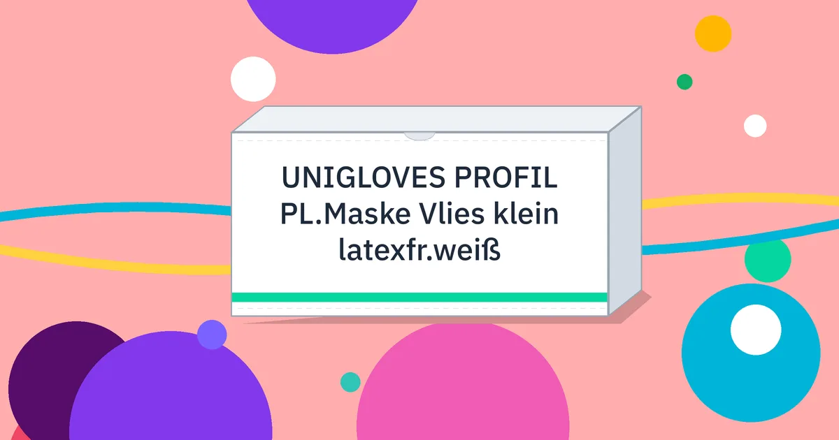 Symbolbild: Packung mit der Aufschrift UNIGLOVES PROFIL PL.Maske Vlies klein latexfr.weiß (PZN 18176969) – Verfügbarkeit und Bezug in Apotheken in Frankfurt am Main