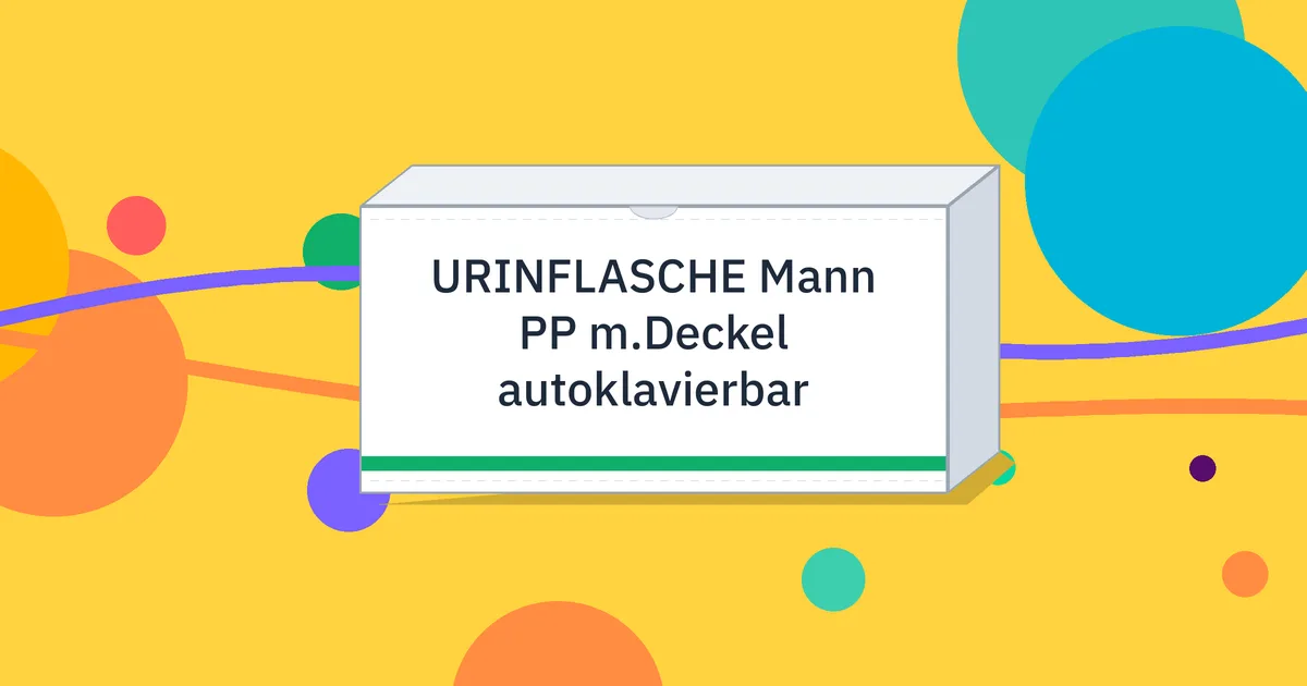 Symbolbild: Packung mit der Aufschrift URINFLASCHE Mann PP m.Deckel autoklavierbar (PZN 08443524) – Verfügbarkeit und Bezug in Apotheken in Frankfurt am Main