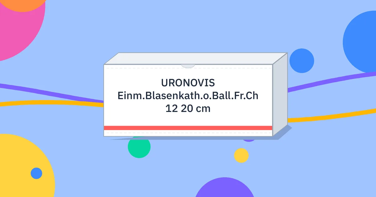 Symbolbild: Packung mit der Aufschrift URONOVIS Einm.Blasenkath.o.Ball.Fr.Ch 12 20 cm (PZN 03756945) – Verfügbarkeit und Bezug in Apotheken in Frankfurt am Main