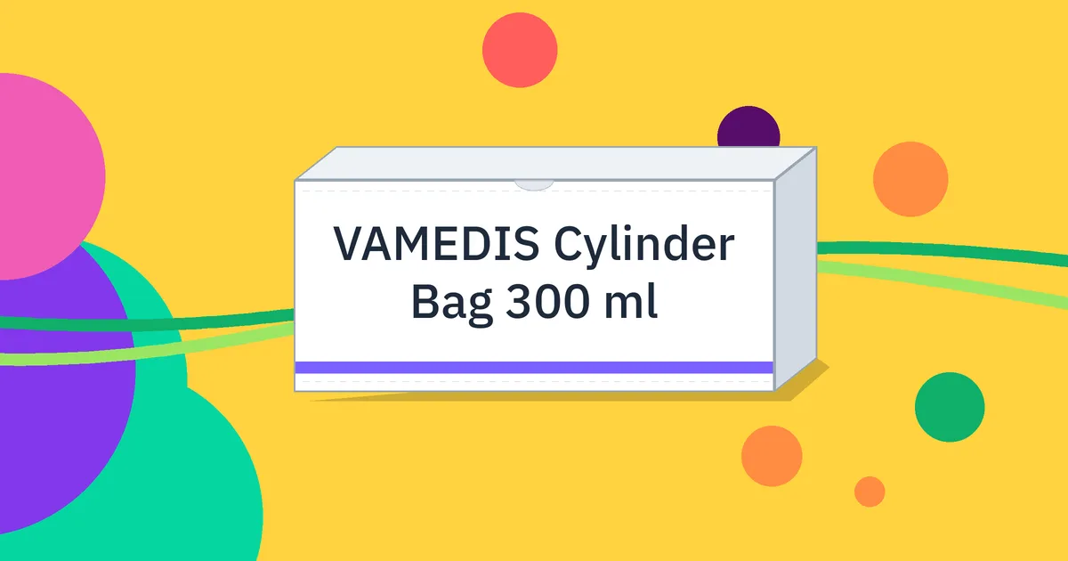 Symbolbild: Packung mit der Aufschrift VAMEDIS Cylinder Bag 300 ml (PZN 17938199) – Verfügbarkeit und Bezug in Apotheken in Frankfurt am Main