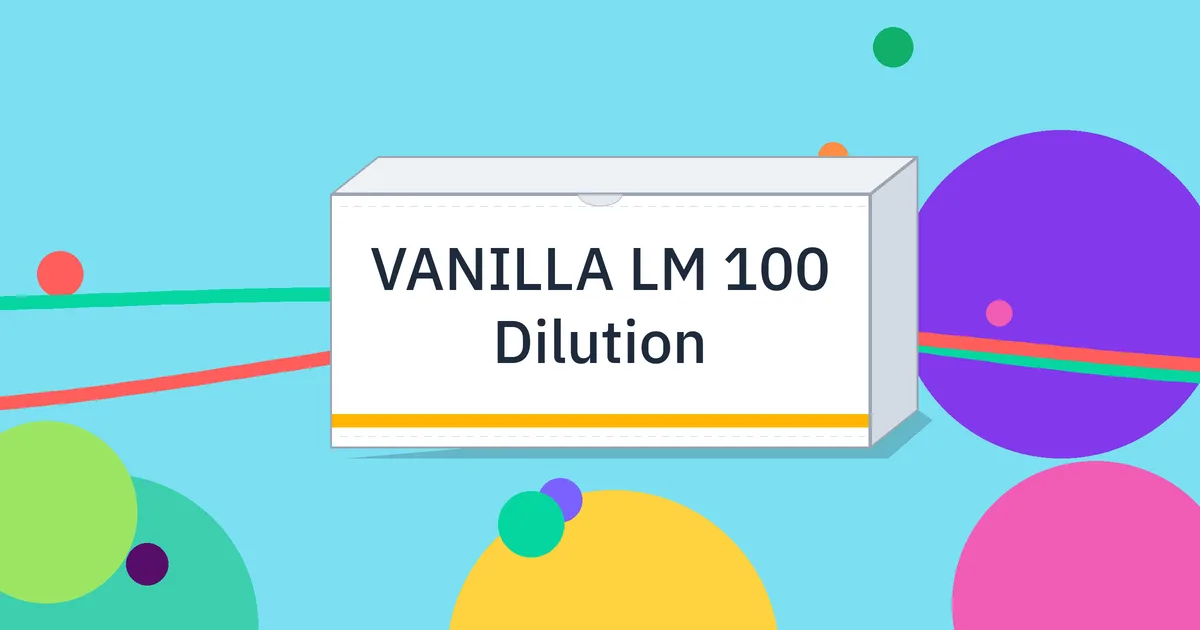 Symbolbild: Packung mit der Aufschrift VANILLA LM 100 Dilution (PZN 13264137) – Verfügbarkeit und Bezug in Apotheken in Frankfurt am Main