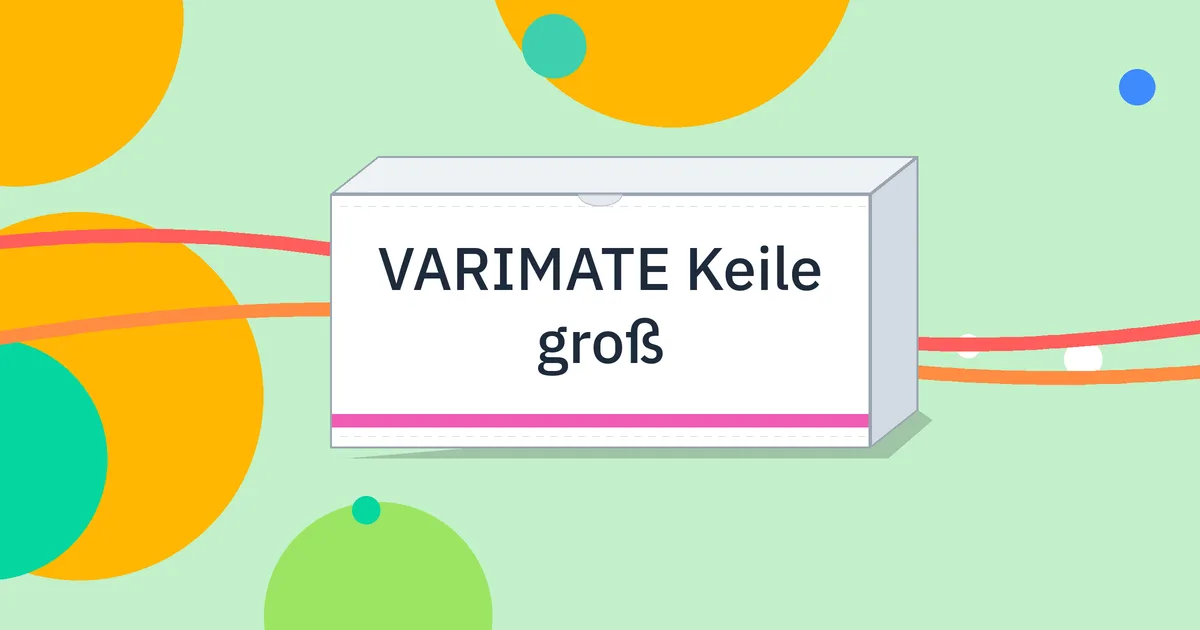 Symbolbild: Packung mit der Aufschrift VARIMATE Keile groß (PZN 03742541) – Verfügbarkeit und Bezug in Apotheken in Frankfurt am Main