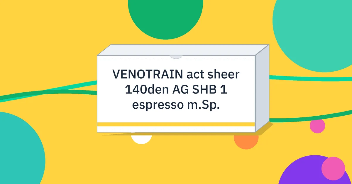 Symbolbild: Packung mit der Aufschrift VENOTRAIN act sheer 140den AG SHB 1 espresso m.Sp. (PZN 16208501) – Verfügbarkeit und Bezug in Apotheken in Frankfurt am Main