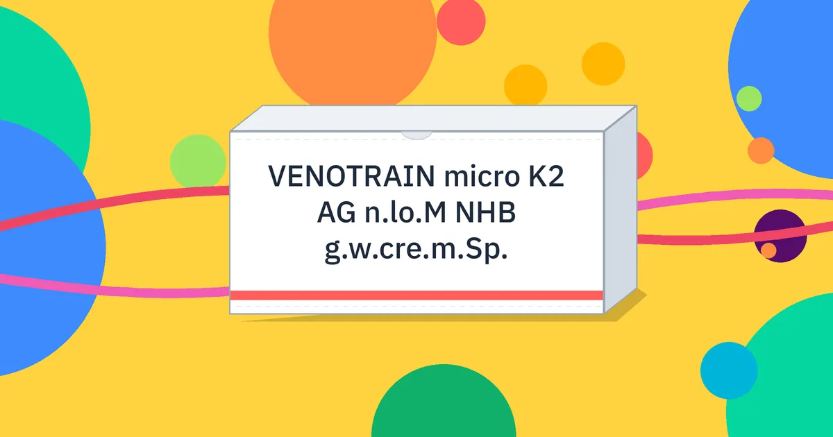 Symbolbild: Packung mit der Aufschrift VENOTRAIN micro K2 AG n.lo.M NHB g.w.cre.m.Sp. (PZN 09023095) – Verfügbarkeit und Bezug in Apotheken in Frankfurt am Main