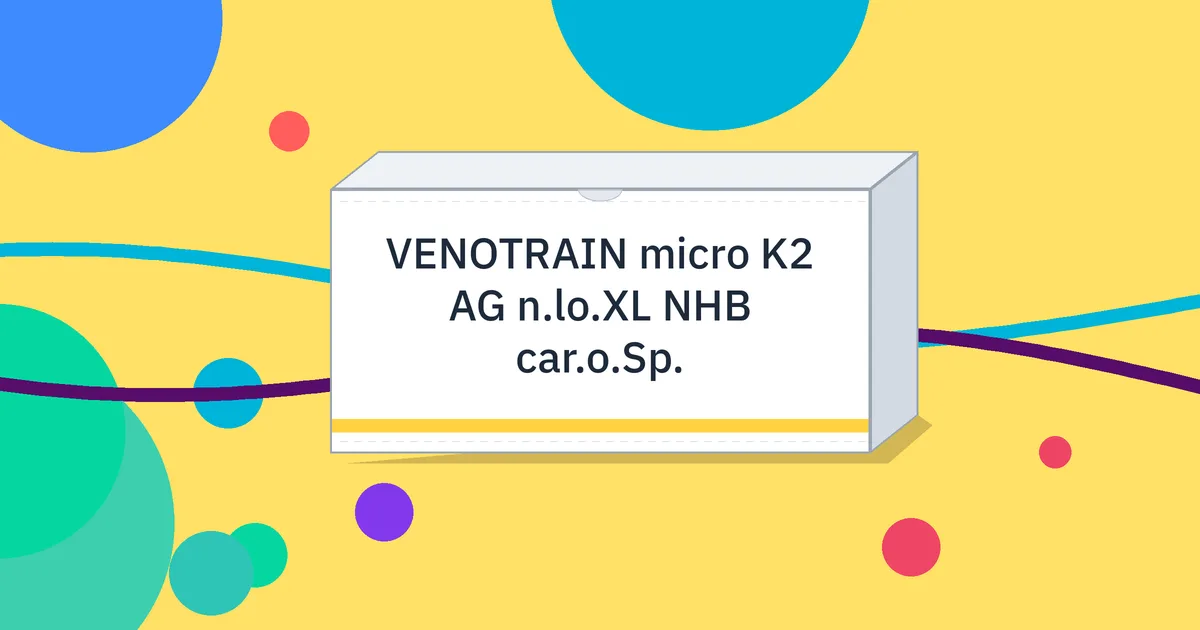 Symbolbild: Packung mit der Aufschrift VENOTRAIN micro K2 AG n.lo.XL NHB car.o.Sp. (PZN 02379110) – Verfügbarkeit und Bezug in Apotheken in Frankfurt am Main