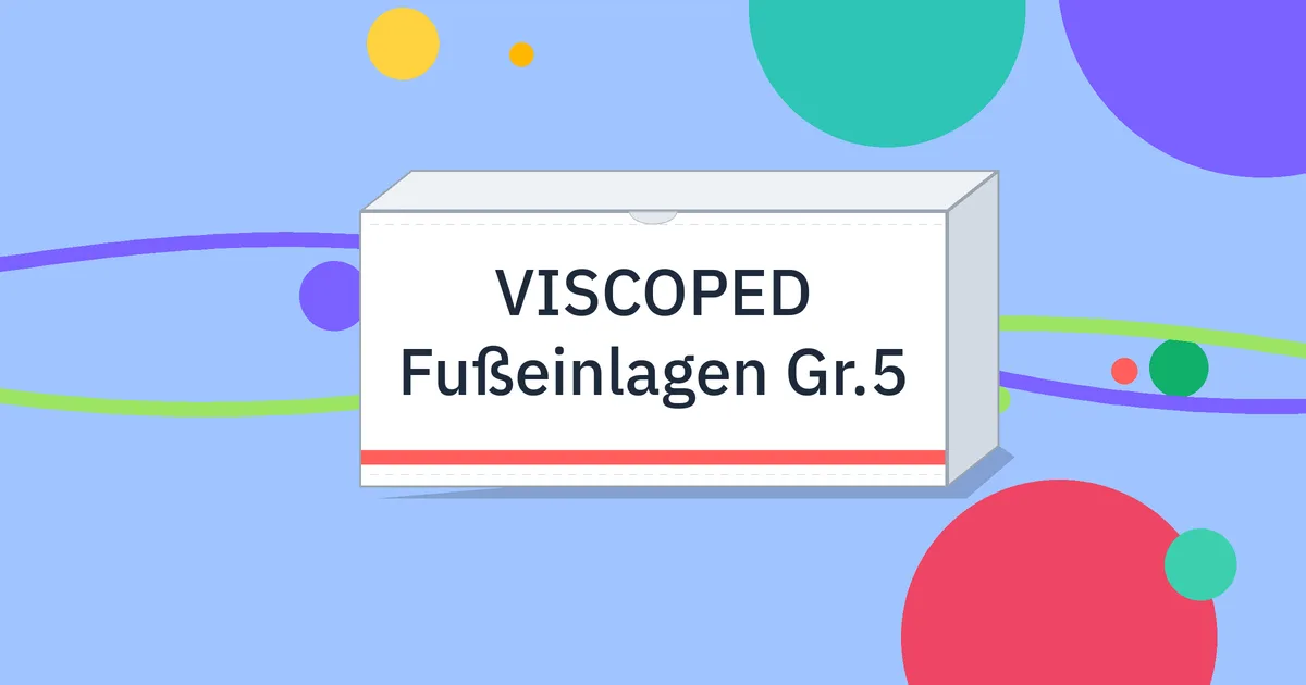 Symbolbild: Packung mit der Aufschrift VISCOPED Fußeinlagen Gr.5 (PZN 07131722) – Verfügbarkeit und Bezug in Apotheken in Frankfurt am Main