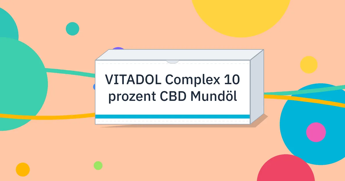 Symbolbild: Packung mit der Aufschrift VITADOL Complex 10 prozent CBD Mundöl (PZN 18451418) – Verfügbarkeit und Bezug in Apotheken in Frankfurt am Main