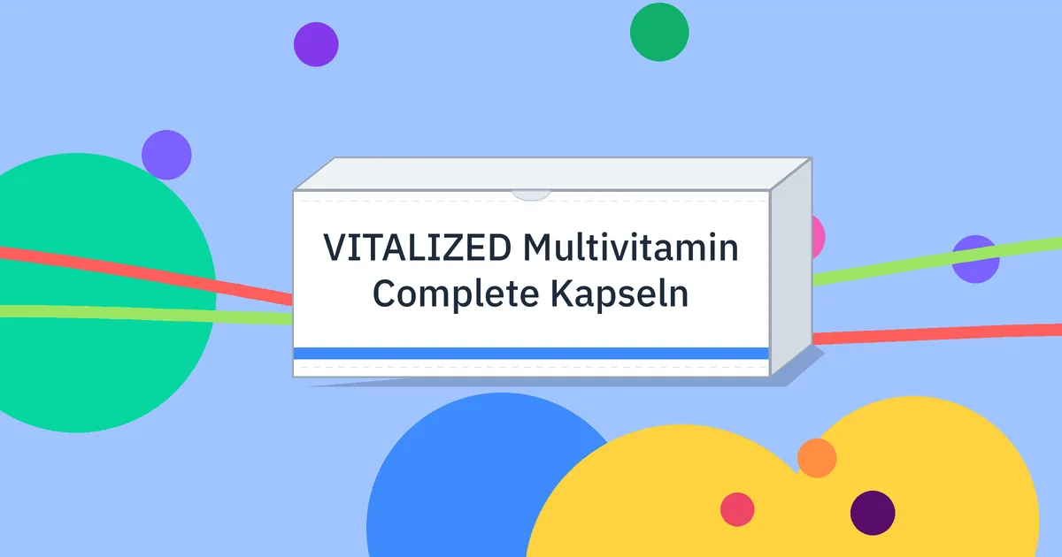 Symbolbild: Packung mit der Aufschrift VITALIZED Multivitamin Complete Kapseln (PZN 20548556) – Verfügbarkeit und Bezug in Apotheken in Frankfurt am Main