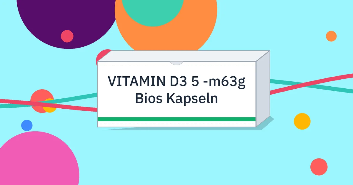 Symbolbild: Packung mit der Aufschrift VITAMIN D3 5 -m63g Bios Kapseln (PZN 00967067) – Verfügbarkeit und Bezug in Apotheken in Frankfurt am Main