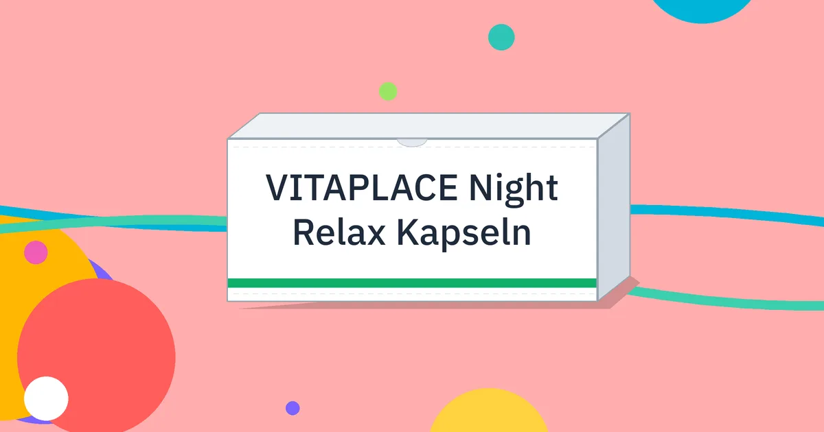 Symbolbild: Packung mit der Aufschrift VITAPLACE Night Relax Kapseln (PZN 18496361) – Verfügbarkeit und Bezug in Apotheken in Frankfurt am Main